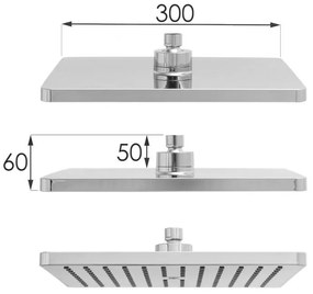 Erga Cube, sprchová souprava s pákovou baterií, vanovou výlevkou a dešťovou hlavicí 30x30cm, chromová, ERG-YKA-BP.CUBE-30-CHR