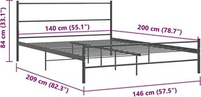 Rám postele bez matrace šedý kovový 140 x 200 cm 286494