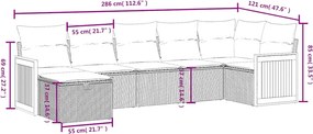 7dílná zahradní sedací souprava s poduškami černá polyratan 3265745