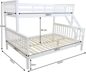 Patrová rozložitelná postel 90/140x200, bílá, BAGIRA Kondela 0000207781