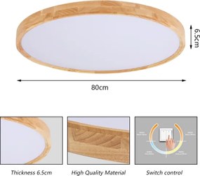 Brilagi - LED Stropní svítidlo WOODROUND LED/70W/230V 3000/4000/6000K pr. 80 cm