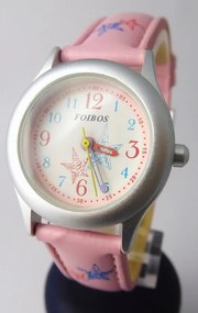 Foibos Růžové dívčí dětské hodinky Foibos 1567.4 s barevnými motivy