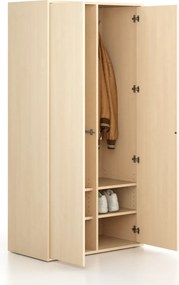 Šatní skříň FRAME, 2 oddíly, 872 x 450 x 1735 mm, PUSH-lock, bříza