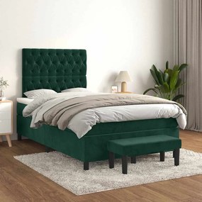 Box spring postel s matrací tmavě zelená 120x190 cm samet 3270490