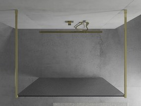 Mexen Kioto, sprchová zástěna Walk-In 100 x 200 cm, 8mm sklo s žebrovým vzorem, zlatý profil, 800-100-002-50-09
