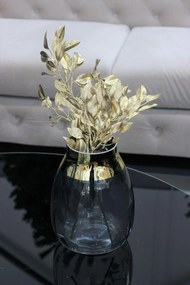 Šedá skleněná váza se zlatým okrajem 23cm