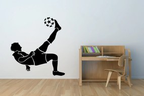 Lepy.cz Samolepka na zeď Fotbalista s míčem s hvězdami Velikost (šířka x výška): 60x64cm, Barevná varianta: Bílá