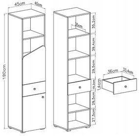 DELTA | regál DL5 | 45 cm | dub/antracit