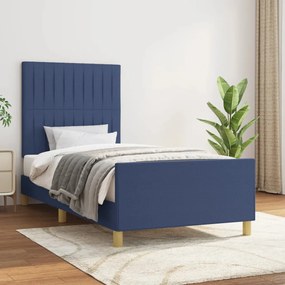 vidaXL Rám postele s čelem modrý 80 x 200 cm textil