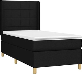 Box spring postel s matrací a LED černá 90x200 cm textil 3138847