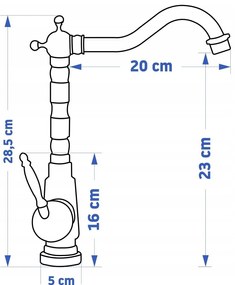 Rea Bona Old, vysoká dřezová baterie h-285, měděná matná, REA-B6528