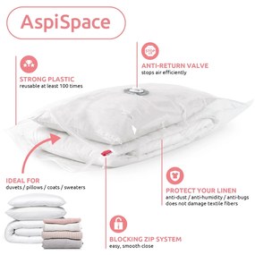 Sada 2ks vakuových úložných sáčků Compactor Bag Aspispace L 120 litrů, 80 x 100 cm