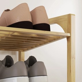 HOMCOM Botník, Stojan na boty se 4 úrovněmi z bambusu, pro max. 12 párů bot, policový botník s rukojetí do předsíně, ložnice, 76 x 33 x 67 cm, Přírod…