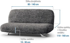 Bielastické potahy VITTORIA šedá dvojkřeslo s dřevěnými rukojeťmi (š. 80 - 140 cm)