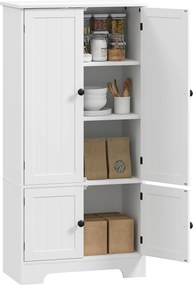 HOMCOM Kuchyňský K cabinet s Úložným Prostorem a Nastavitelnými Policemi pro Jídelnu a Obývací Pokoj, 58,2 x 30 x 123 cm, bílý