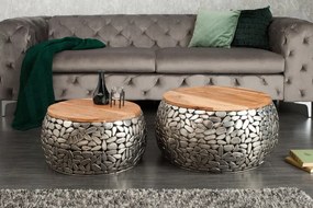 Konferenční stolek Stone Mosaic set 2 ks stříbrných Mango / 41433