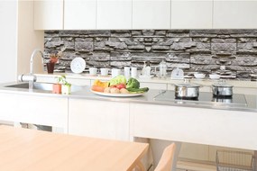 DIMEX | Fototapeta do kuchyně Šedá kamenná zeď KI-350-258 | 350 x 60 cm | šedá