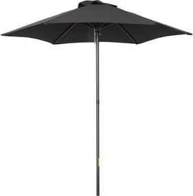 Deštník Outsunny Ø196 cm, hexagonální balkonový deštník, plážový deštník, odolný vůči větru, stabilní tržní deštník, s kličkou, sluneční ochrana pro p
