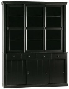 OnaDnes -20% Hoorns Černá dřevěná vitrína Ariel 214 cm