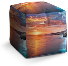 Sablio Taburet Cube Západ slunce nad mořem: 40x40x40 cm