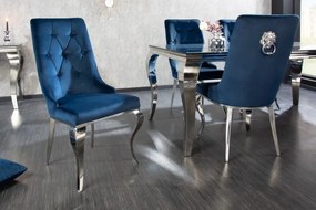 Židle moderní barokní královsky modrý samet se lví hlavou/ 41505