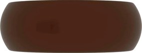 Luxusní umyvadlo kulaté matné tmavě hnědé 40 x 15 cm keramické 147006