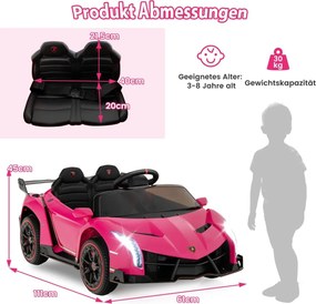 Costway Dětské elektrické auto Lamborghini s dálkovým ovládáním a LED – bílý