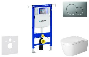 Geberit Duofix - Modul pro závěsné WC s tlačítkem Sigma01, matný chrom + Duravit ME by Starck - WC a sedátko, Rimless, SoftClose 111.355.00.5 NM3