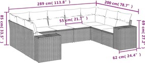 9dílná zahradní sedací souprava a podušky světle šedá polyratan 3223001