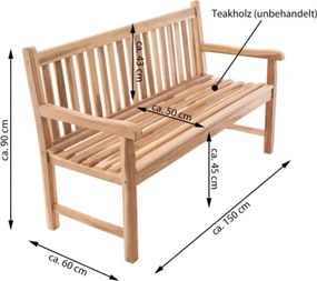 Zahradní lavice masiv DIVERO 3-místná 150 cm