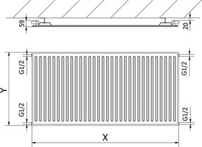 Mexen CH10 Hygienický deskový radiátor 300 x 400 mm, boční připojení, 132 W, bílý - W410H-030-040-00