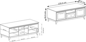 TERRA s | TV stolek TA-8 | 135,5 cm | šedá