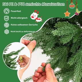 Costway 136 cm Umělý vánoční stromeček s osvětlením a 180 Teplá bílá LED světla