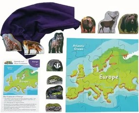 Just Jigsaws 775 Evropa a její zvířata - dřevěné puzzle 16 dílů a 10 z