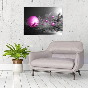 Skleněný obraz růžových koulí (70x50 cm)