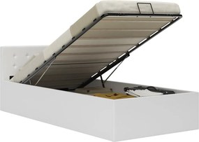 Rám postele zvedací úložný prostor bílý umělá kůže 90 x 200 cm 285516