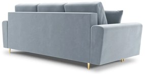 Světle modrá sametová rozkládací/s úložným prostorem pohovka 235 cm Kyoto – Cosmopolitan Design