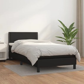 Box spring postel s matrací černá 90x200 cm umělá kůže