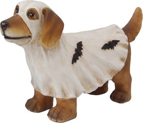 Roztomilá dekorační soška jezevčík v halloween převleku ducha - 69*21*42 cm