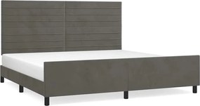 Rám postele bez matrace tmavě šedý 200 x 200 cm samet 3125837
