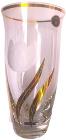 Bohemia Crystal váza s tulipány 17,5 cm