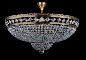 Křišťálový košový lustr s 15-ti žárovkami a kameny Swarovski - hnědá mosaz