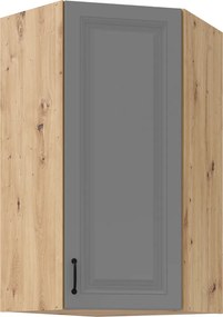STILO ad | horní skříňka 60x60 GN-108 1F (45°) rohová s policemi | EXTRA VYSOKÁ | UNI dvířka | artisan/šedá