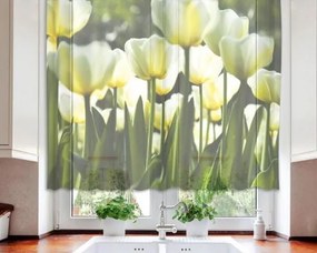 Fotozáclona Bílé tulipány VO-140-012 textilní foto záclona / záclony s fototiskem 140 x 120 cm Dimex