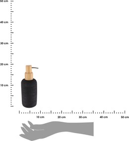 Dávkovač mýdla Solena, černá/s dřevěnými prvky, 340 ml