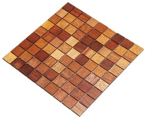 MERBAU mozaika 2D - dřevěný obklad do koupelny a kuchyně 30 x 30 mm