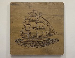 Li-Go "Plachetnice" světelný obraz s baterií 70x70cm varianta: ovládání na obraze bez dálkového ovladače, provedení: dub světlý