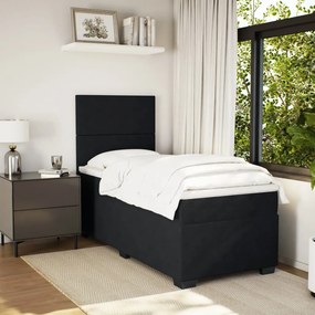 Box spring postel s matrací černá 90x200 cm samet 3293106