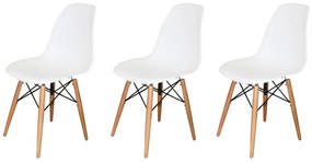 Bílá židle s dřevěnými nohami Woodesk Luna, 3 kusy