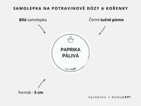 PAPRIKA PÁLIVÁ - omyvatelná samolepka na kořenky, výběr rozměrů Ø 5 cm / 5 x 5 cm / 6 x 8 cm | DomaLEP tvar: KOLEČKO, barva: BÍLÁ - ČERNÉ písmo, velikost: Ø 5 cm - tučné písmo